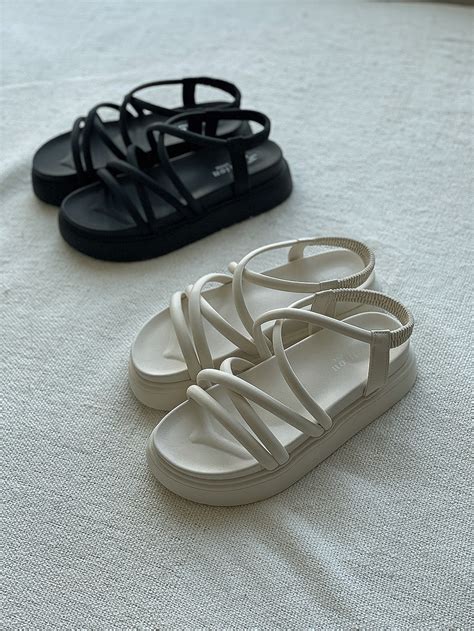 여름 올데이 통굽 뒷밴딩 샌들 4cm 데일리 키높이 샌들 여름코디 바캉스룩