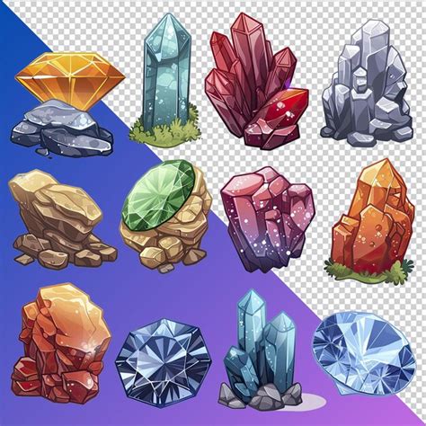 다이아몬드 보석 컬렉션 고립된 투명한 배경 이미지 프리미엄 Ai 생성 Psd