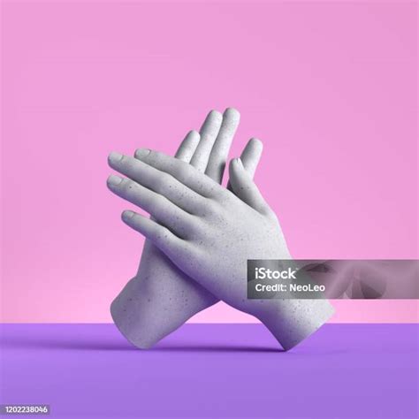 3d 렌더링 분홍색 배경에 고립 된 손 박수 제스처 최소한의 패션 컨셉 마네킹 신체 부위 사지 보철 손에 대한 스톡 사진 및 기타 이미지 Istock