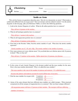 Fillable Online Basic Atomic Structure Worksheet Key Fax Email Print PdfFiller