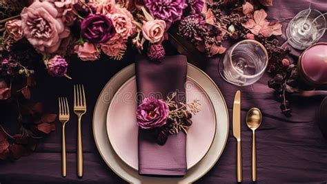 Dinner Table Setting In The Warm Glow Of Candlelight Tablescape