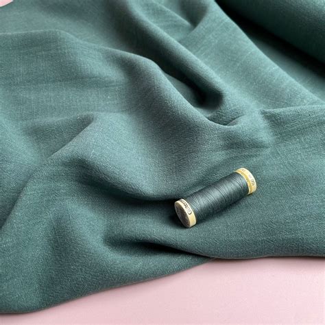 Flow Bottle Green Viscose Linen Blend Dress Fabric Lamazi Fabrics