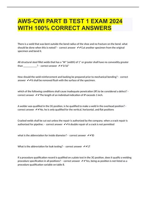 Aws Cwi Part B Test 1 Exam 2024 With 100 Correct Answers Aws Cwi Stuvia Us