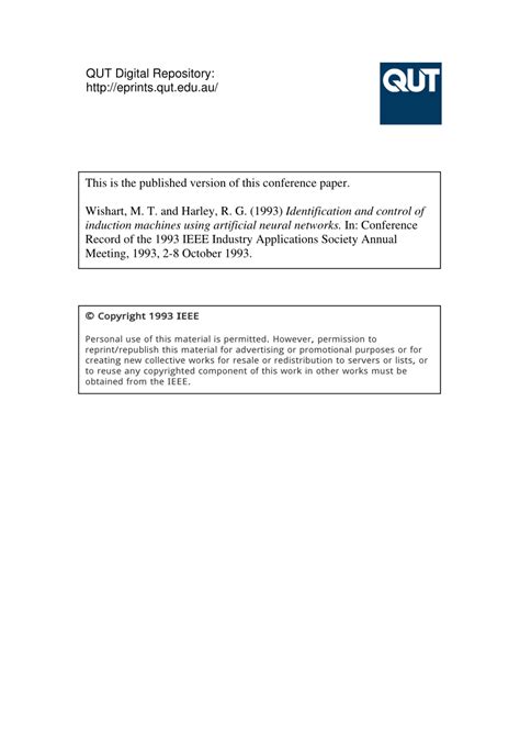 pdf identification and control of induction machines using artificial