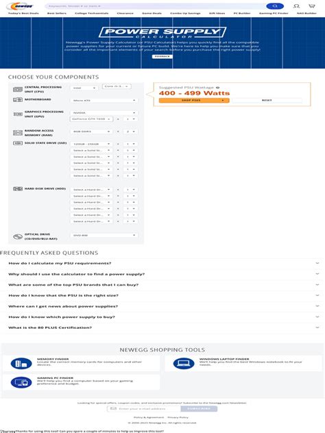Power Supply Calculator Psu Wattage Calculator Newegg Pdf Random