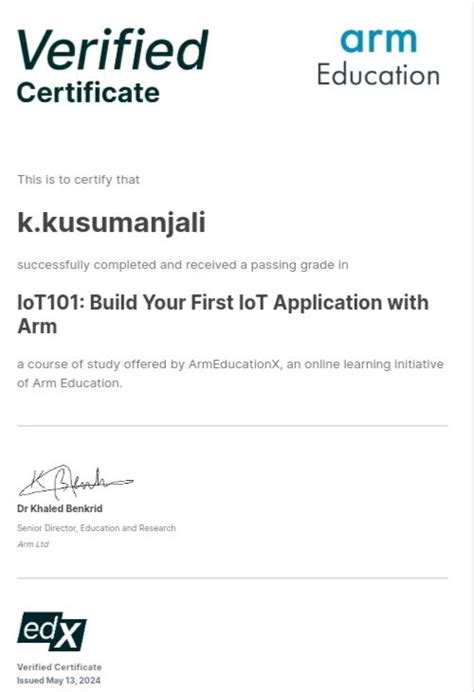 Kusumanjali Katru On Linkedin Successfully Completed The Edx Course Build Your First Iot