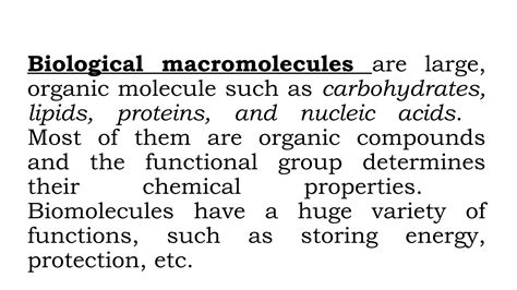 Biological Macromolecules Topic In Physical Science 12pptx