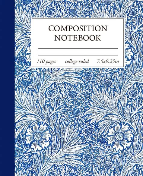 Download Blue Floral Composition Notebook Cover Wallpaper
