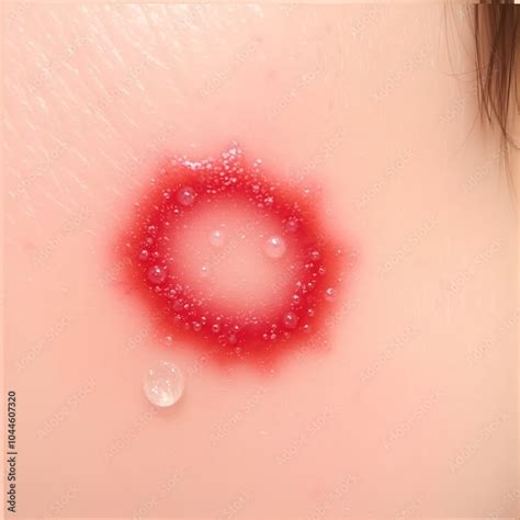 Close Up Of A Circular Itchy Red Scaly Inflamed Skin Rash On The