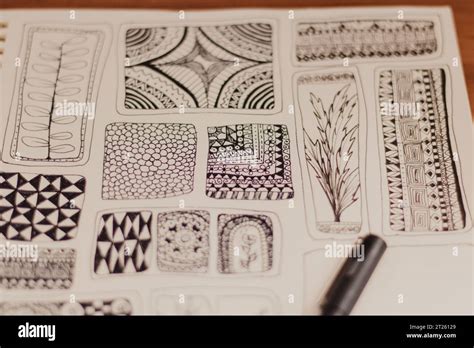 Doodles Of Random Patterns On A Sheet Of Paper Stock Photo Alamy