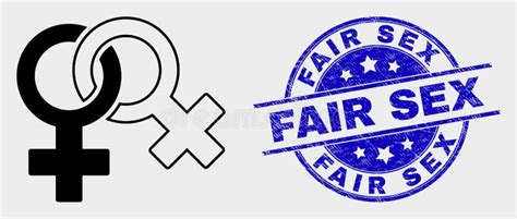 Vector Lesbian Symbol Icon And Scratched Fair Sex Stamp Seal Stock