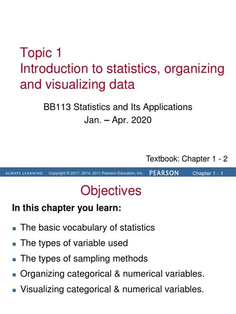 Topic1 Introduction To Statistics Organizing And Visualizing Data Pdf Sampling