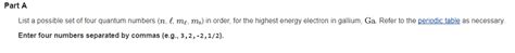 Solved Part A List A Possible Set Of Four Quantum Numbers
