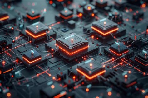 Premium Photo Futuristic Circuit Board With Glowing Components