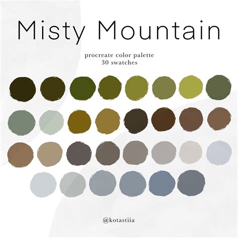 Misty Mountain Color Palette Procreate Color Swatches Nature Etsy UK