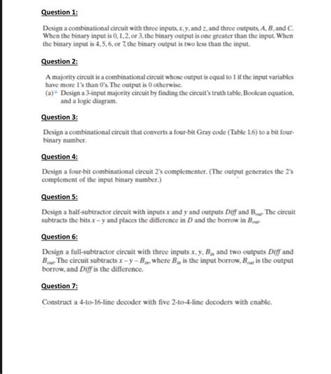 Solved Question 1 Design A Combinational Circuit With Three