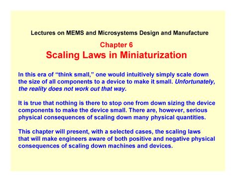Chapter 6 Scaling Laws In Miniaturization22 Chapter 6 Scaling Laws In Miniaturization In