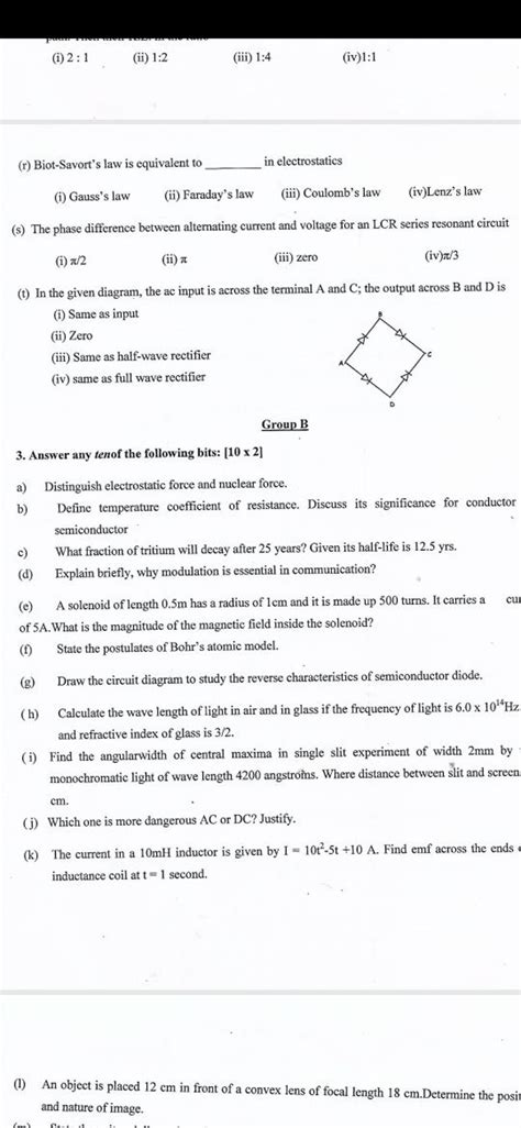 In The Given Diagram The Ac Input Is Across The Terminal A And C The O