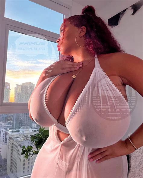 Naturally Busty Black Model In Sheer Lingerie Premium Glossy Photo Set