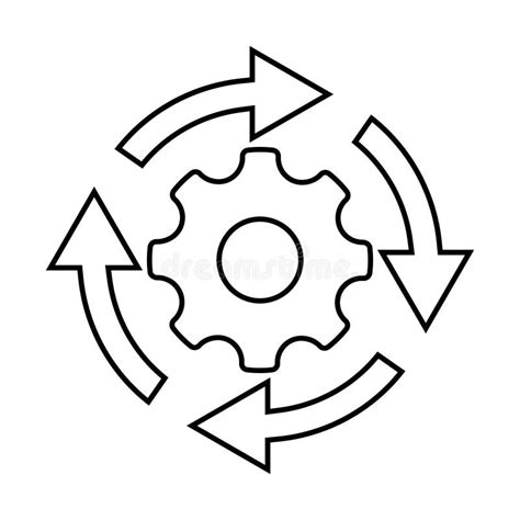 Workflow Process Icon In Flat Style Gear Cog Wheel With Arrows Vector
