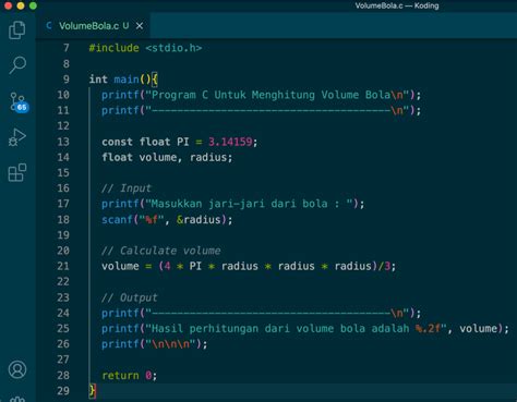 Program C Untuk Menghitung Volume Bola Ayam Koding