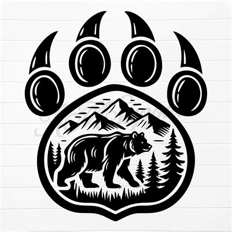 Black Bear Paw Print Clipart