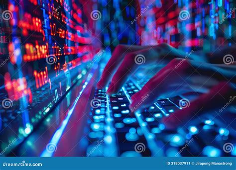 Programmer Is Hands On Keyboard Writing Source Code On Screen Monitor Showing Writing Code