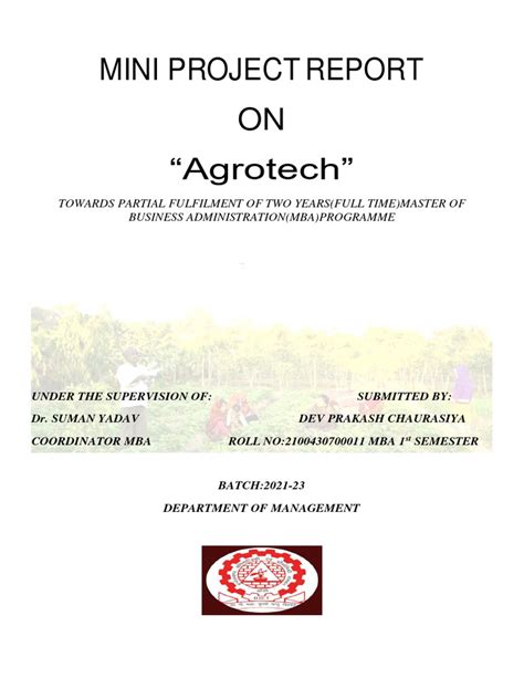 Dev Prakash Chaurasiya 2100430700011 Mini Project Pdf Agriculture
