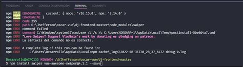 Nodejs Vue Awesome Swiper Para Vue 2 No Se Instala Npm Err Code 255 Stack Overflow En Español