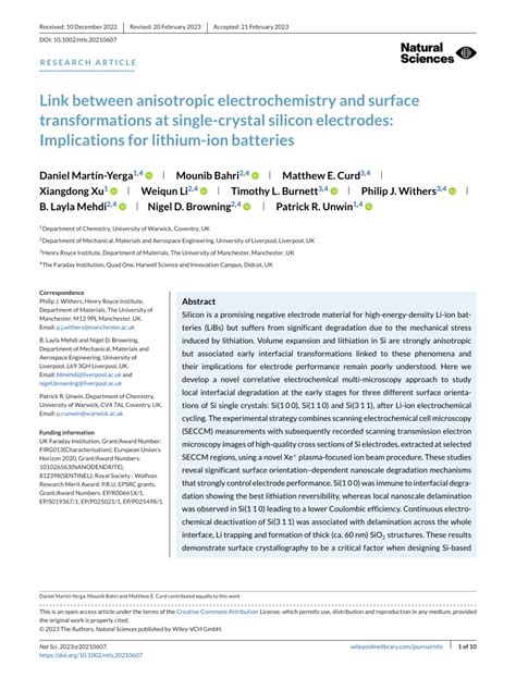 PDF Link Between Anisotropic Electrochemistry And Surface Transformations At Singlecrystal