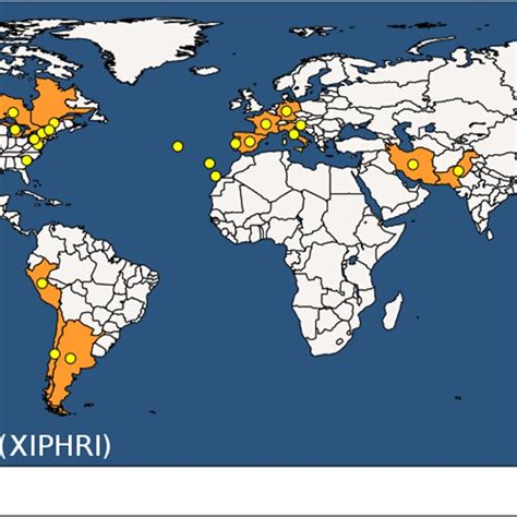 Global Distribution Map For Xiphinema Rivesi Extracted From The Eppo Download Scientific