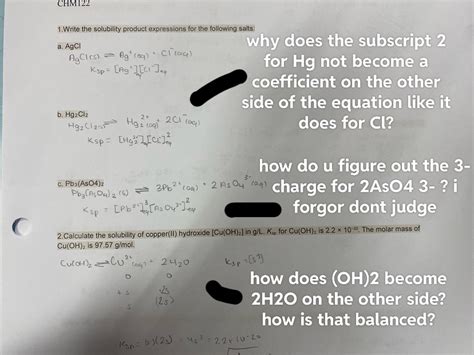 Writing A Solubility Product Expression For A Salt Explanation R Chemistryhelp