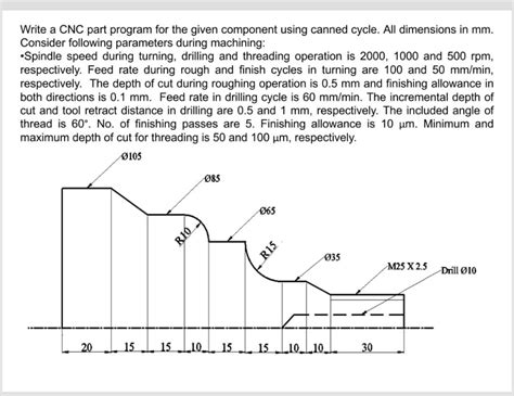 Solved Write A CNC Part Program For The Given Component Chegg
