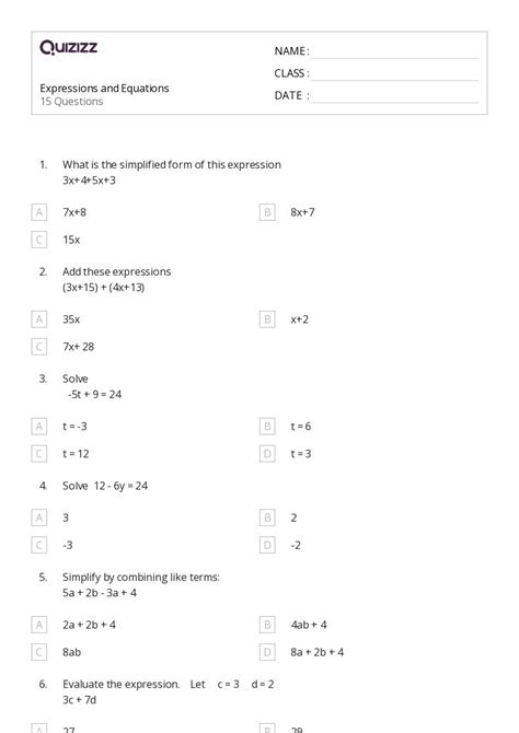 50 Rational Expressions Equations And Functions Worksheets For 8th