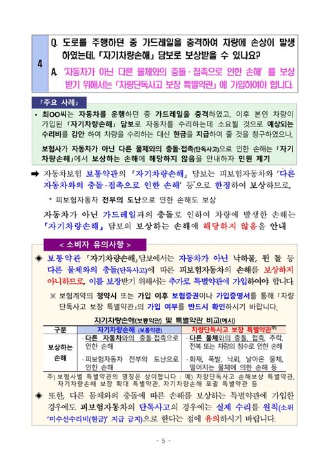 보험 자기차량손해 가입했지만 단독사고 보상안될 수도 있다 보통사람들