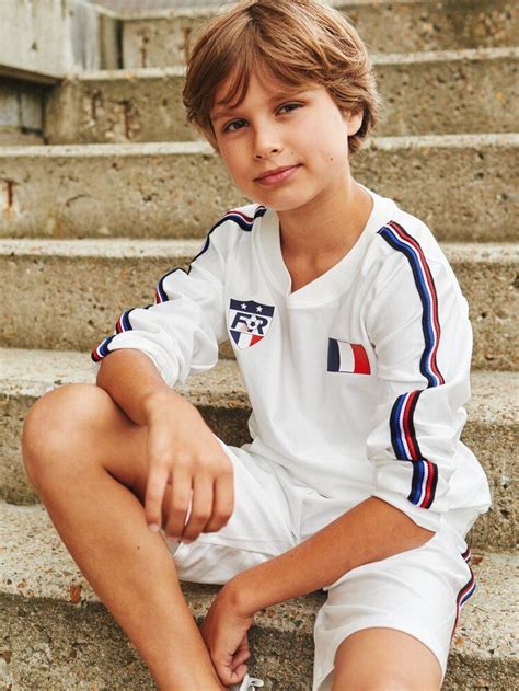 Boys French Flag Stripe Tape Pullover And Shorts Boys Summer Outfits