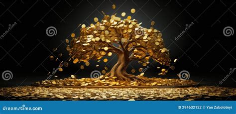 Symbolic Golden Coin Tree Representing Limitless Wealth And Prosperity Stock Illustration