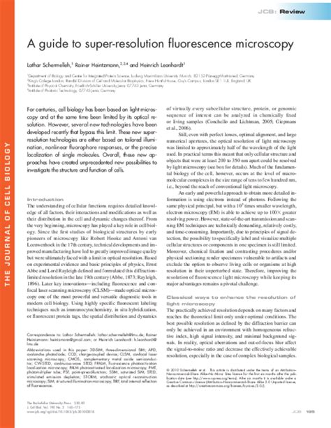 Pdf A Guide To Super Resolution Fluorescence Microscopy