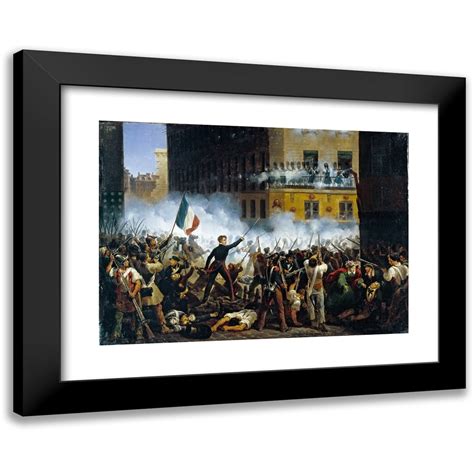 Hippolyte Lecomte 24x18 Black Modern Framed Museum Art Print Titled Combat On Rue De Rohan