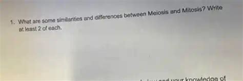 what are some similarities and differences between meiosis and mitosis write at least 2 of each