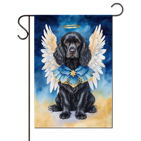 Black Cocker Spaniel Flag Angel Garden
