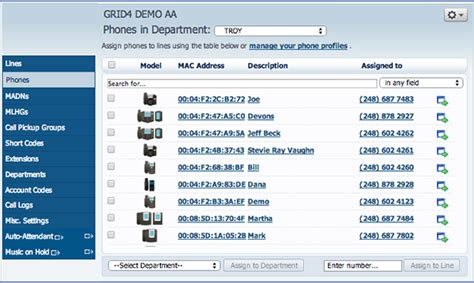 Polycom IP Phone Profile Grid