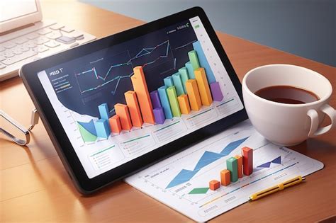 Premium Ai Image 3d Financial Report Chart Data Analysis And Web Development Concept Tablet