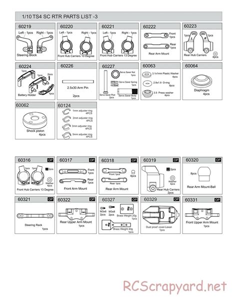 Ofna Ts4 Pro Rtr Parts Lists 14311 • Rcscrapyard Radio Controlled Model Archive