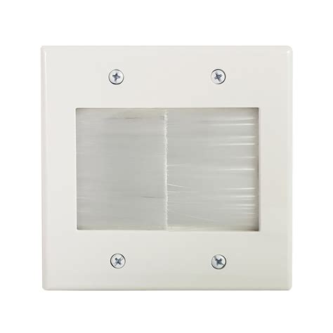 Stainless Steel Double Gang Wall Plate With Cable Pass Through Opening