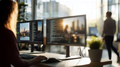 Two Software Testers African American Young Man And Woman Working In Office With Computer Coding