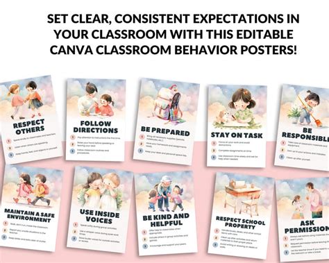 Editable Classroom Behavior Poster Canva Template For Teachers