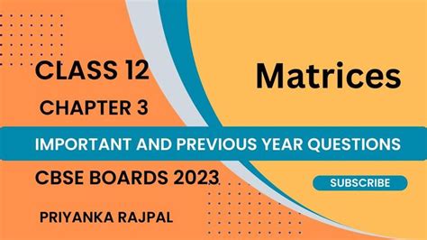 Class 12 Chapter 3 Matrices Important And Previous Year Questions