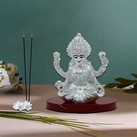 Diviniti 999 Silver Plated Lakshmi Mata Idol For Home Decor Showpiece