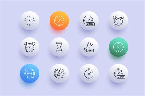 Premium Vector Clocks Set Icon Alarm Clock 24hr Hourglass 24 Around The Clock Cirular Arrows